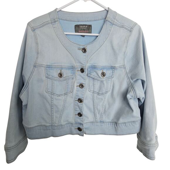 torrid | Jackets & Coats | Torrid Jean Jacket Crop Denim Jacket Button ...